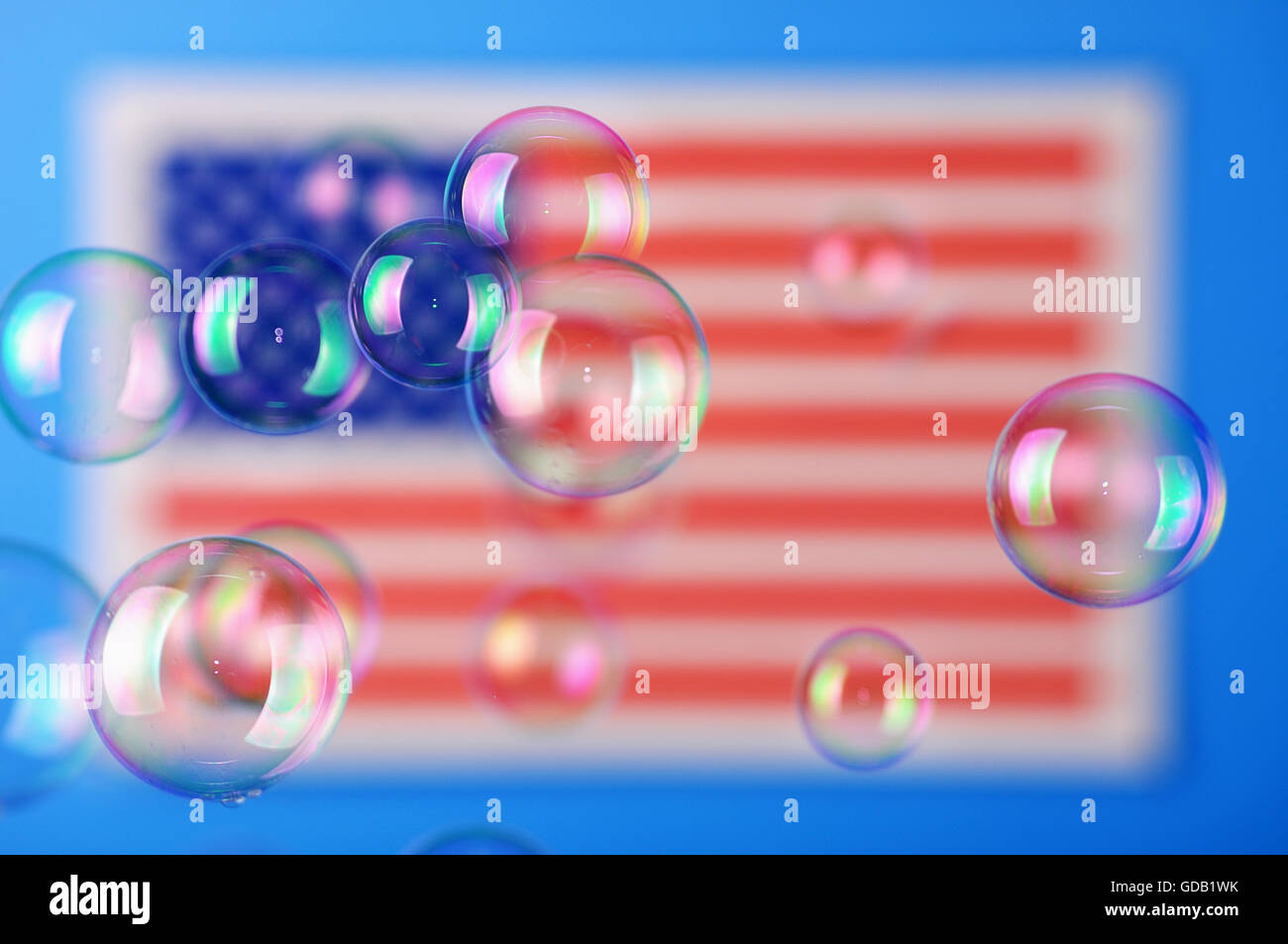 Soap bubbles against american flag in background ,defocused Stock Photo ...