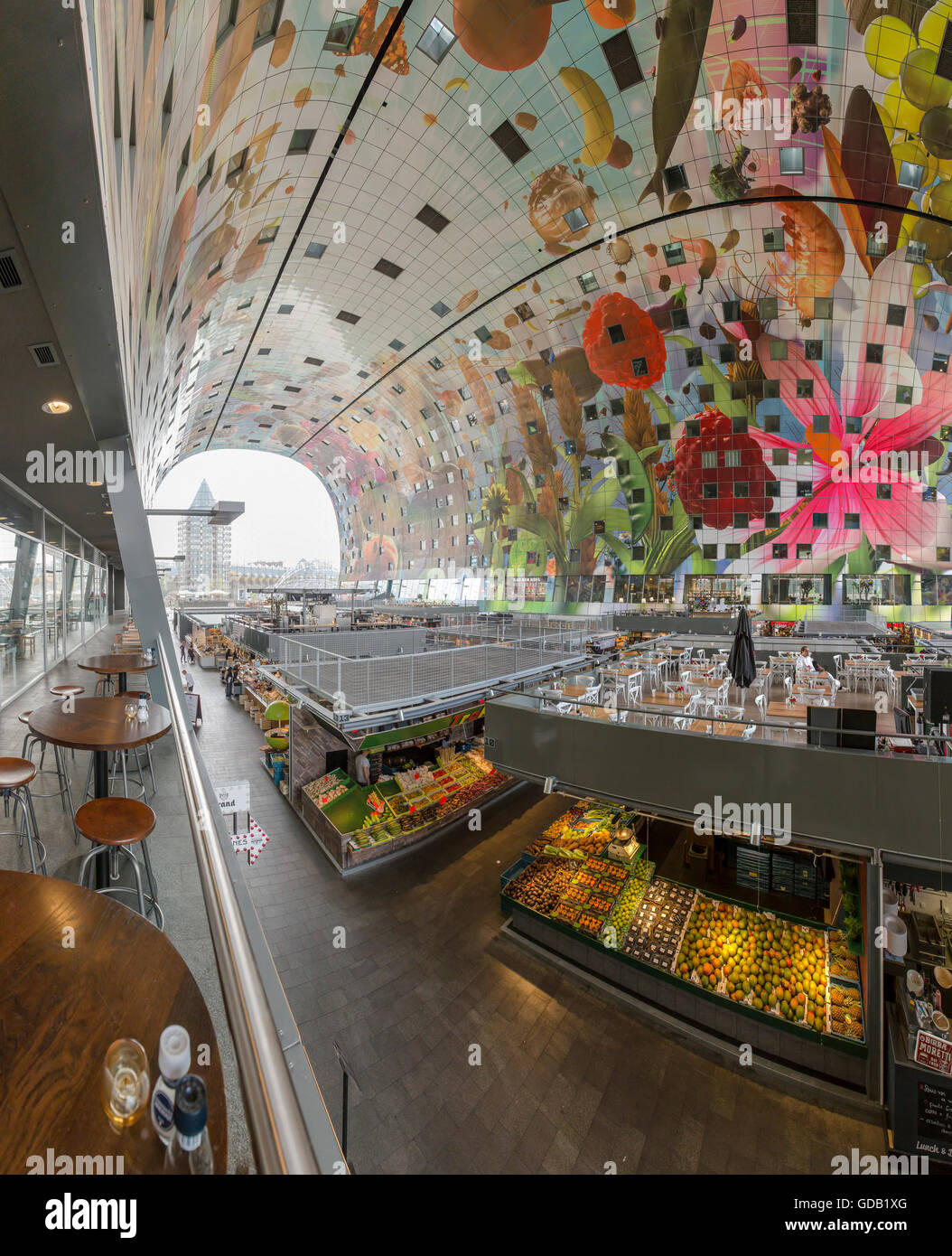 The covered Market hall,the interior with the painted ceiling Stock ...