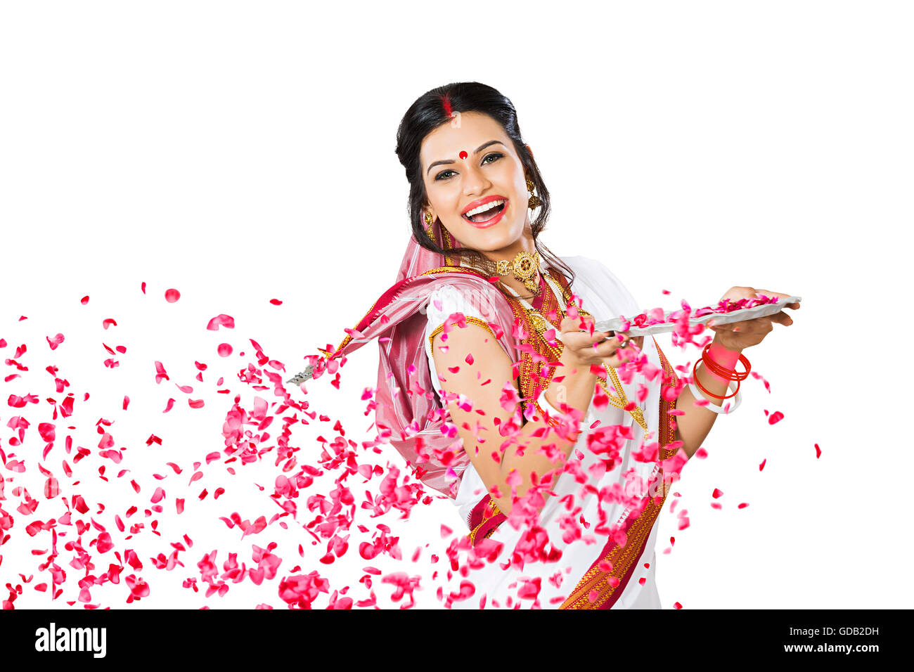 1 Indian Bengali Adult Woman Diwali Festivals Holding Plate Throwing ...