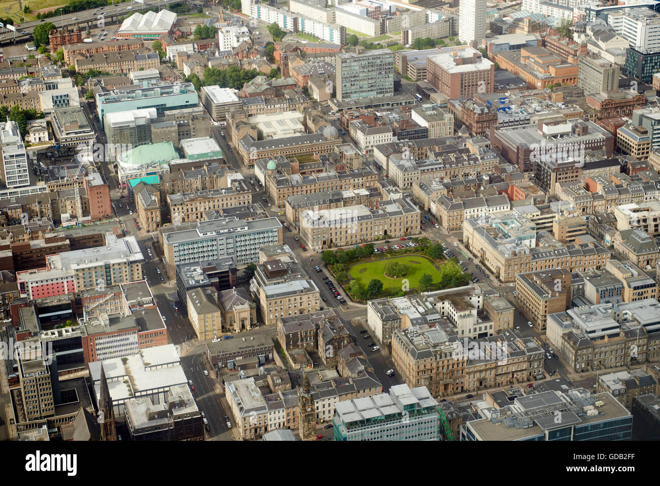 An aerial view of Glasgow business district, Central Scotland Stock ...