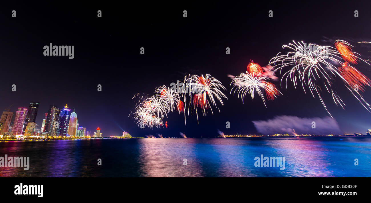 Qatar National Day Fireworks Stock Photo - Alamy
