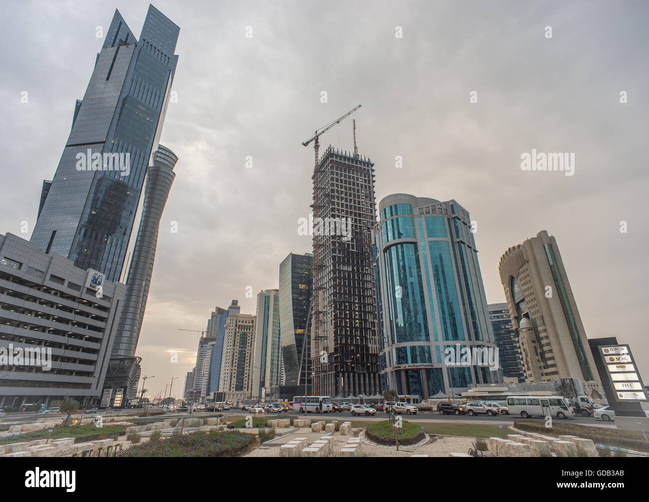 Storm Clouds gather over West Bay skyline, Doha Stock Photo - Alamy