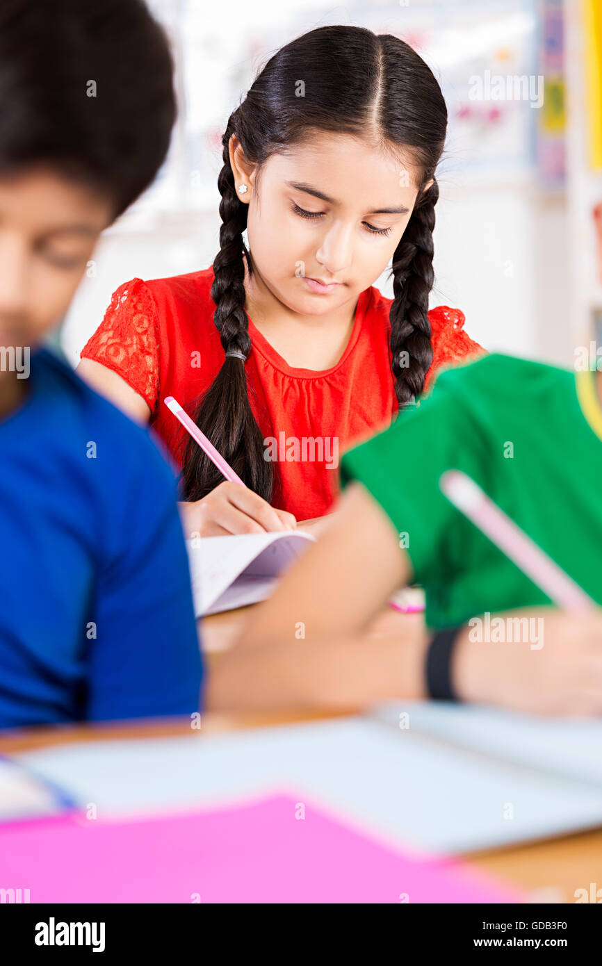 3 kids Girl School Student Studying in a Classroom Stock Photo - Alamy