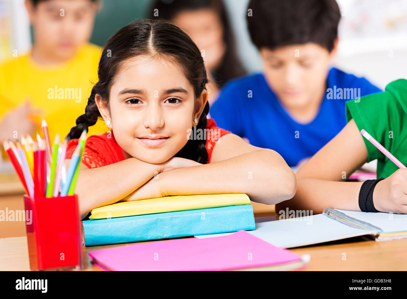1 Girl School Student Studying in a Classroom Stock Photo - Alamy