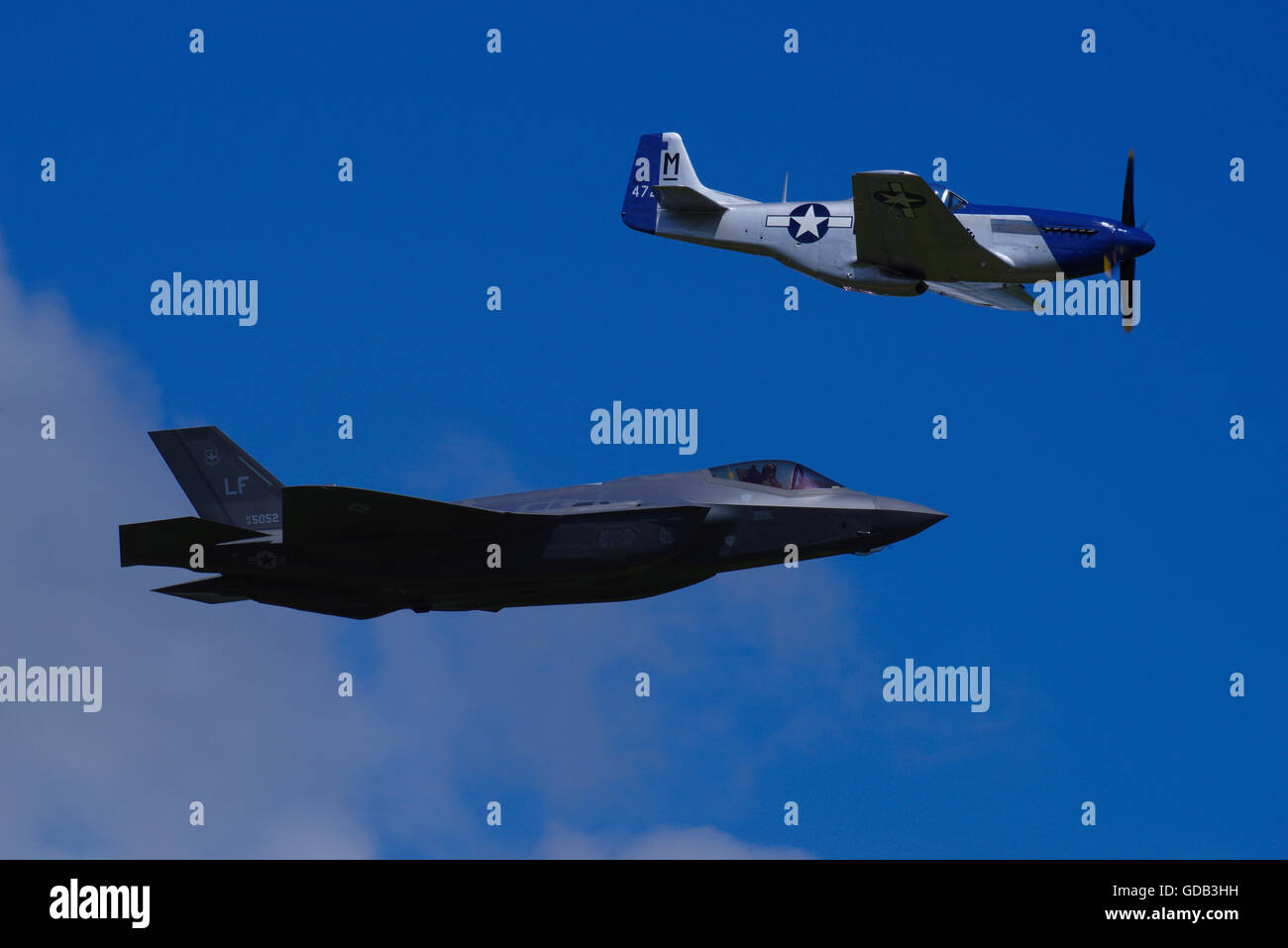 Lockheed Martin F35A Lightning II and North American P51D Mustang Stock ...