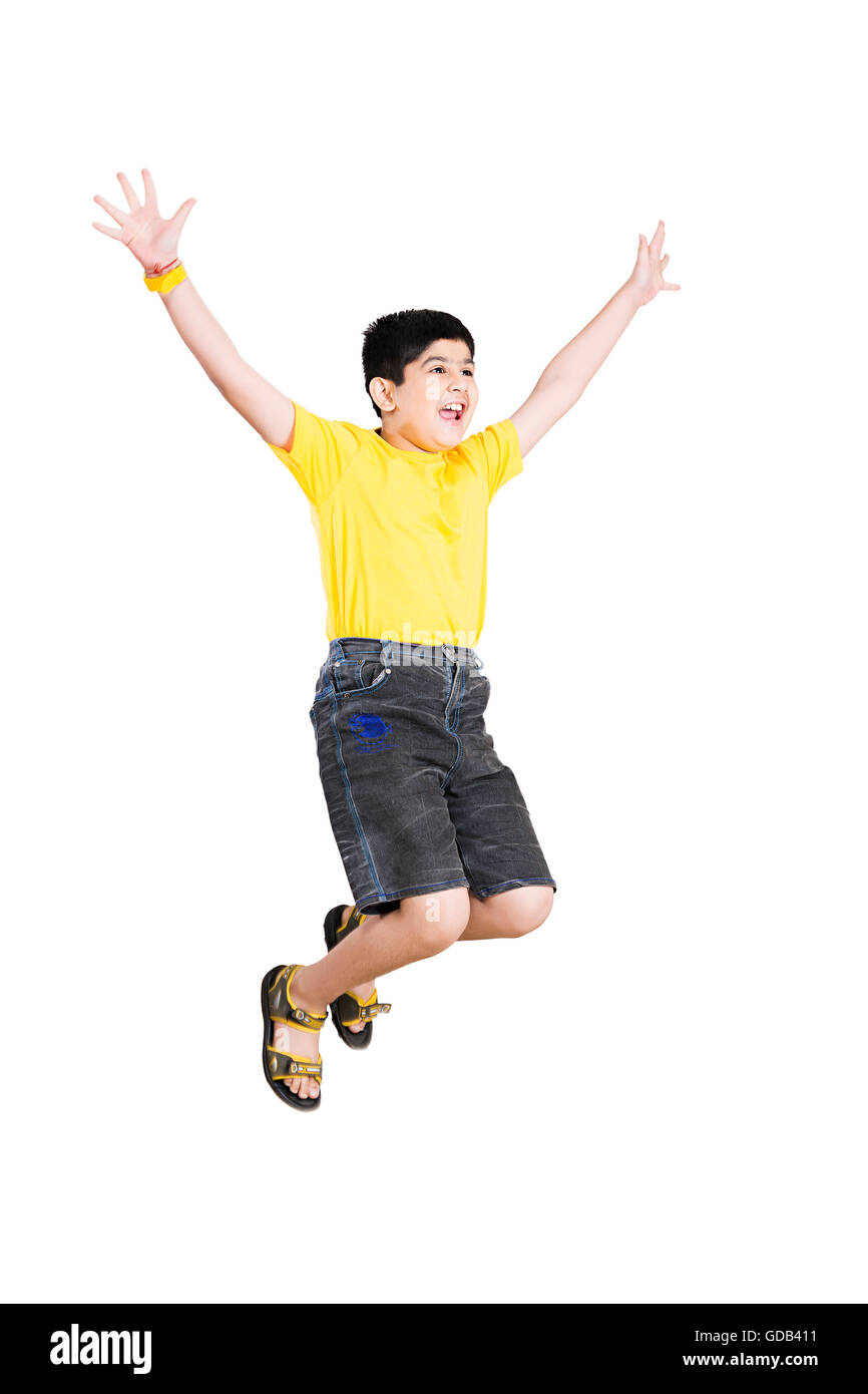 1 kid Boy Jumping Energetic Vitality Stock Photo - Alamy
