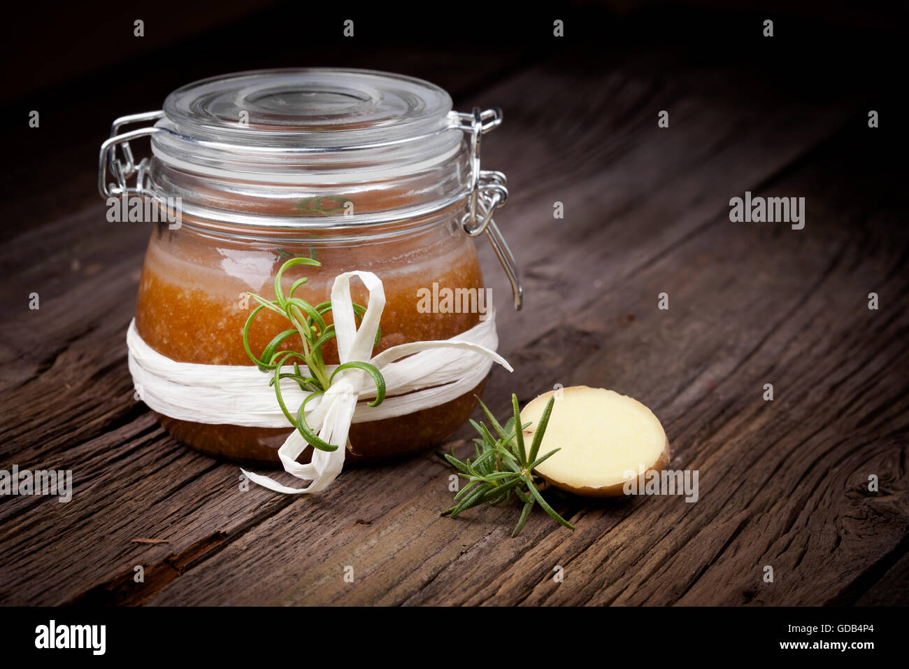 Natural diy ginger sugar and salt body scrub Stock Photo - Alamy