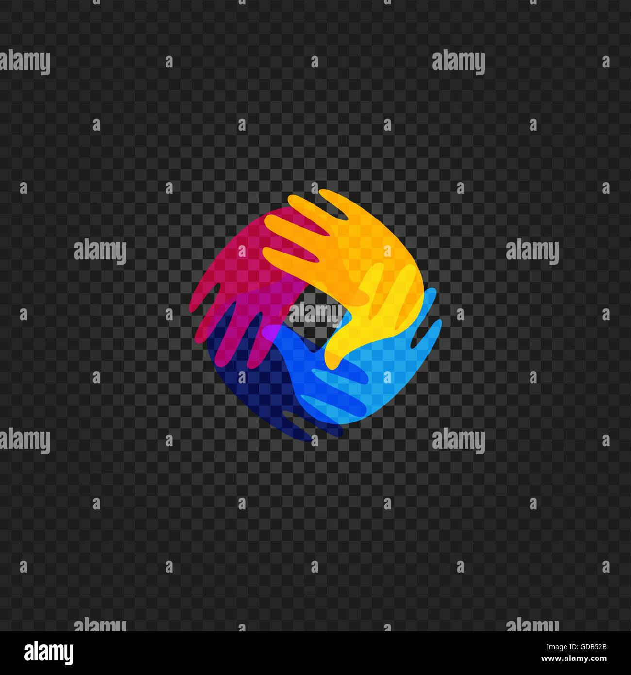 Isolated vector hands logo. Orphanage emblem. Family sign. Children ...