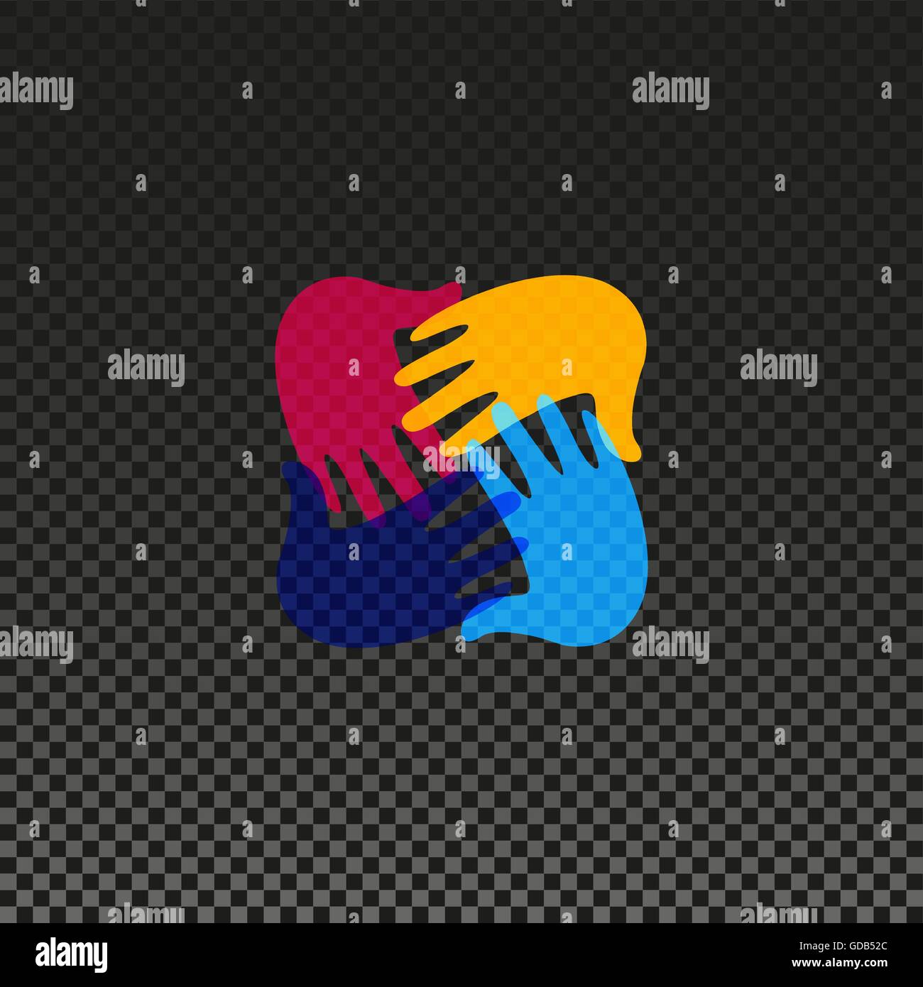 Isolated vector hands logo. Orphanage emblem. Family sign. Children ...