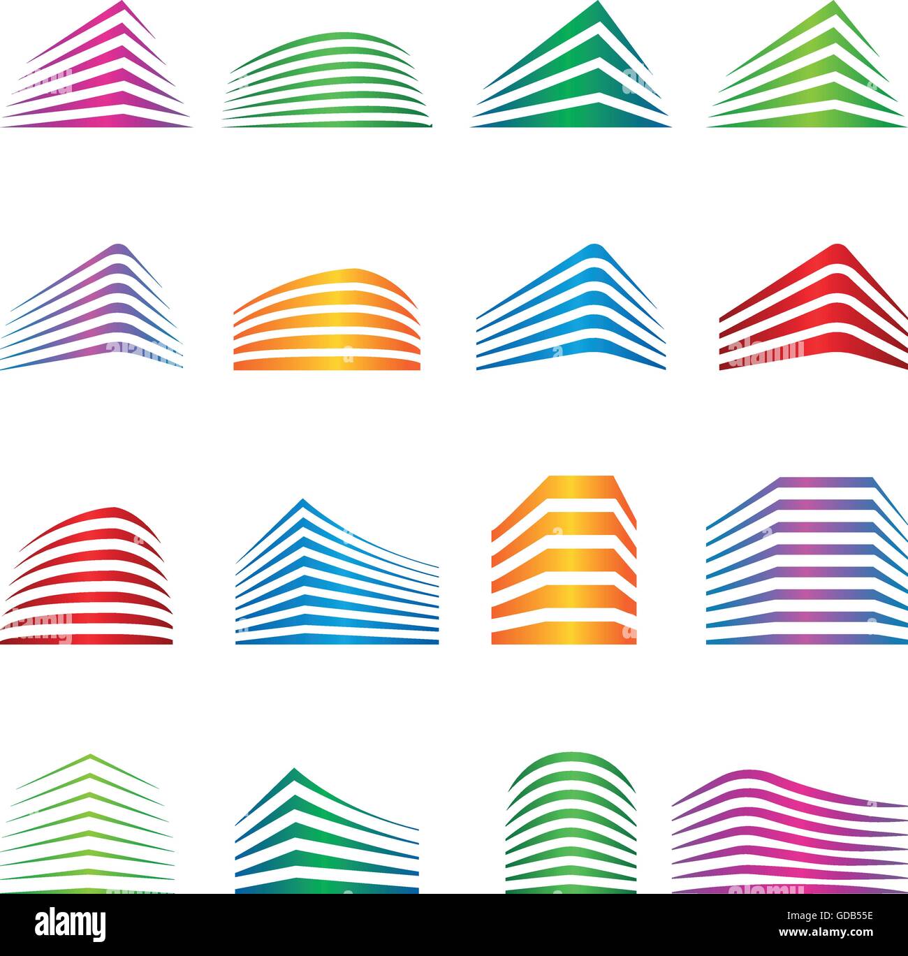 Isolated real estate logo collection. Building color icon. Rent agency ...