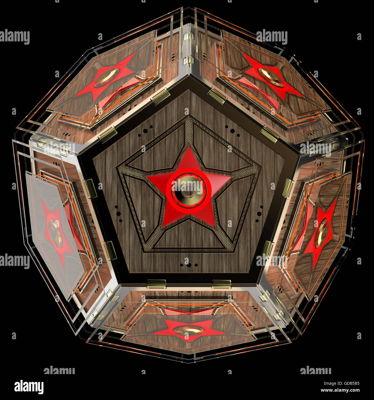 music, technology audio, high tech, party related. isolated on black 3d ...