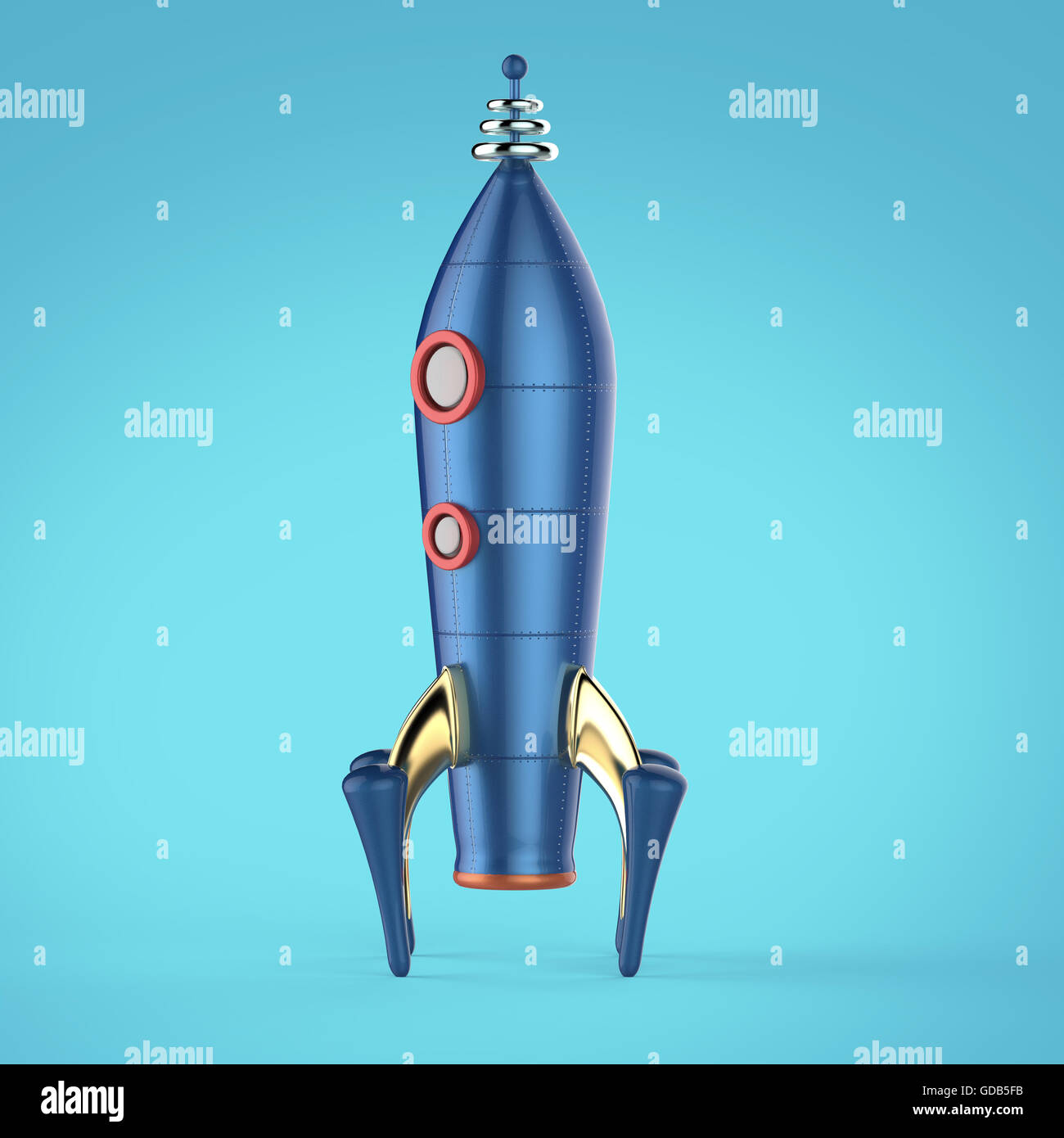 vintage colorful rocket spaceship with riveted body and two windows ...