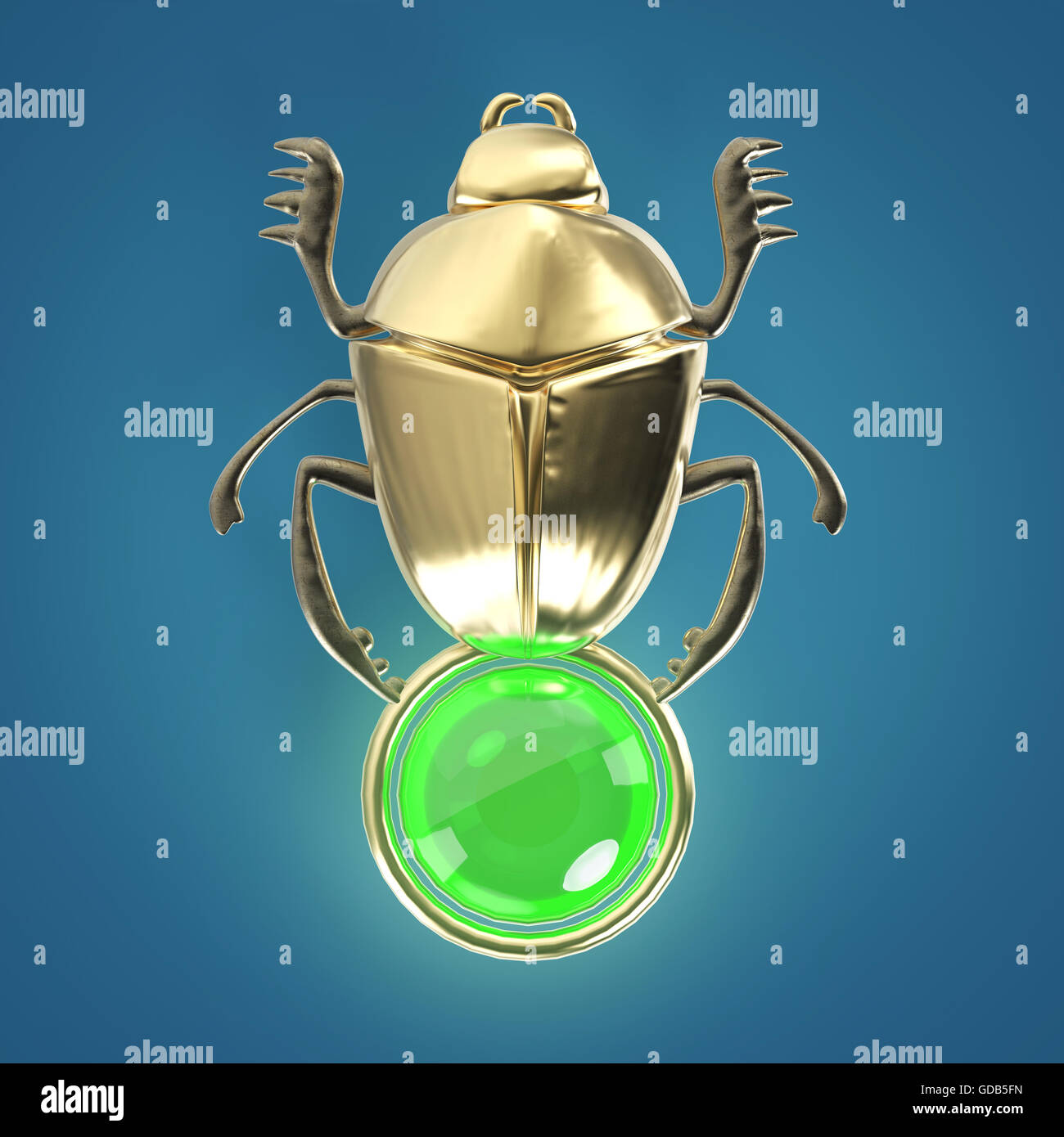 ancient Egyptian Scarab precious glossy with gem orb isolated render ...