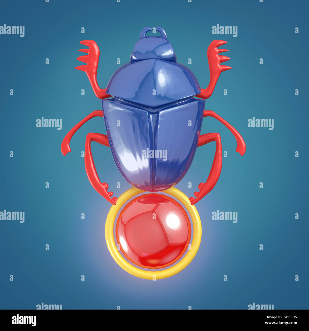 ancient Egyptian Scarab precious glossy with gem orb isolated render ...