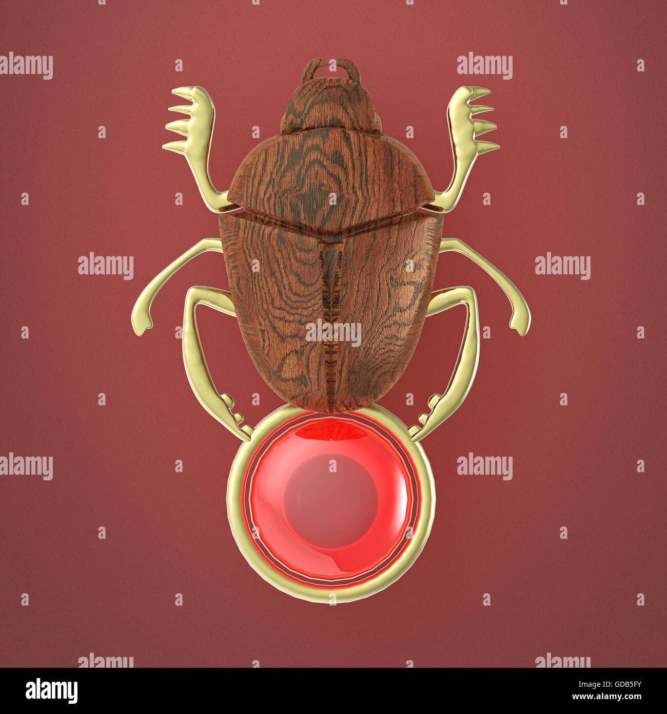ancient Egyptian Scarab precious glossy with gem orb isolated render ...
