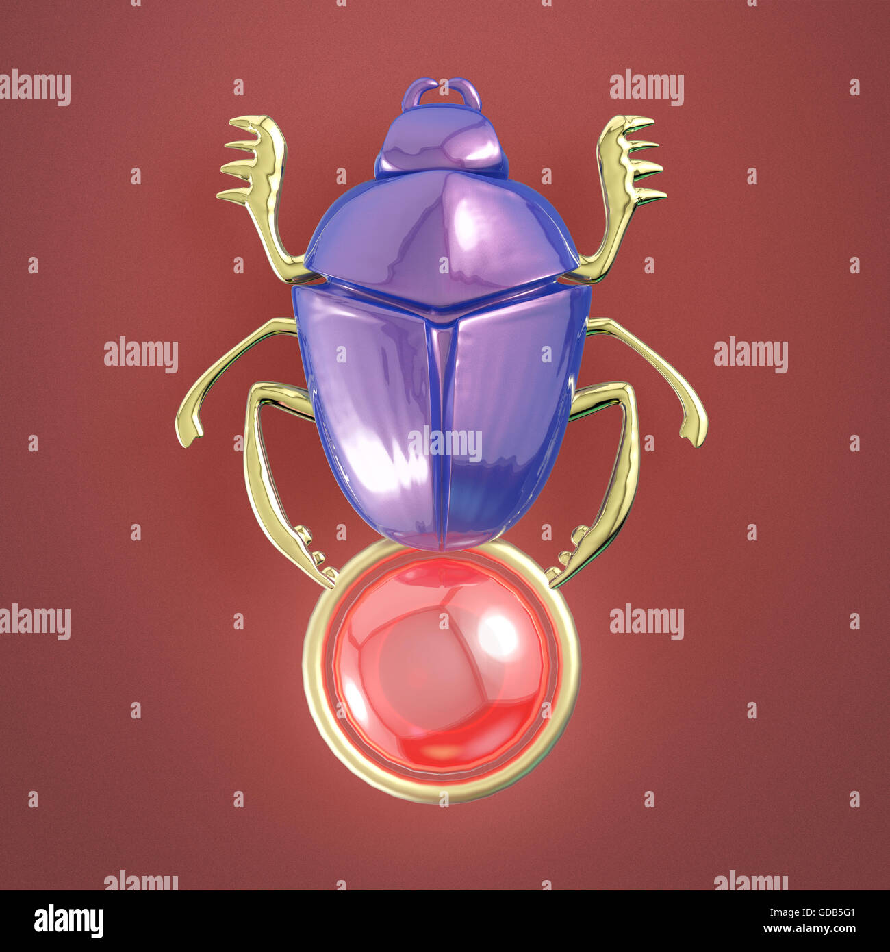 ancient Egyptian Scarab precious glossy with gem orb isolated render ...