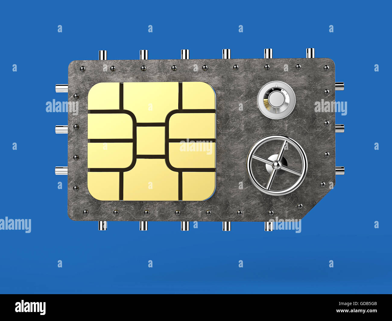 sim card as vault safe, mobile online connectivity security concept ...