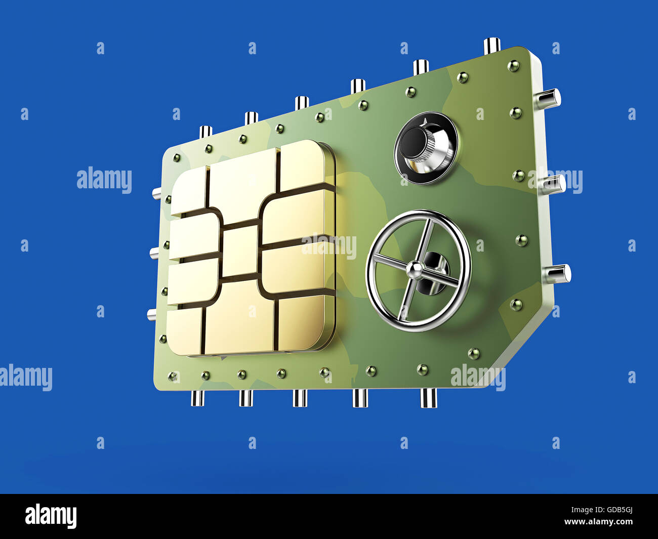 sim card as vault safe, mobile online connectivity security concept ...