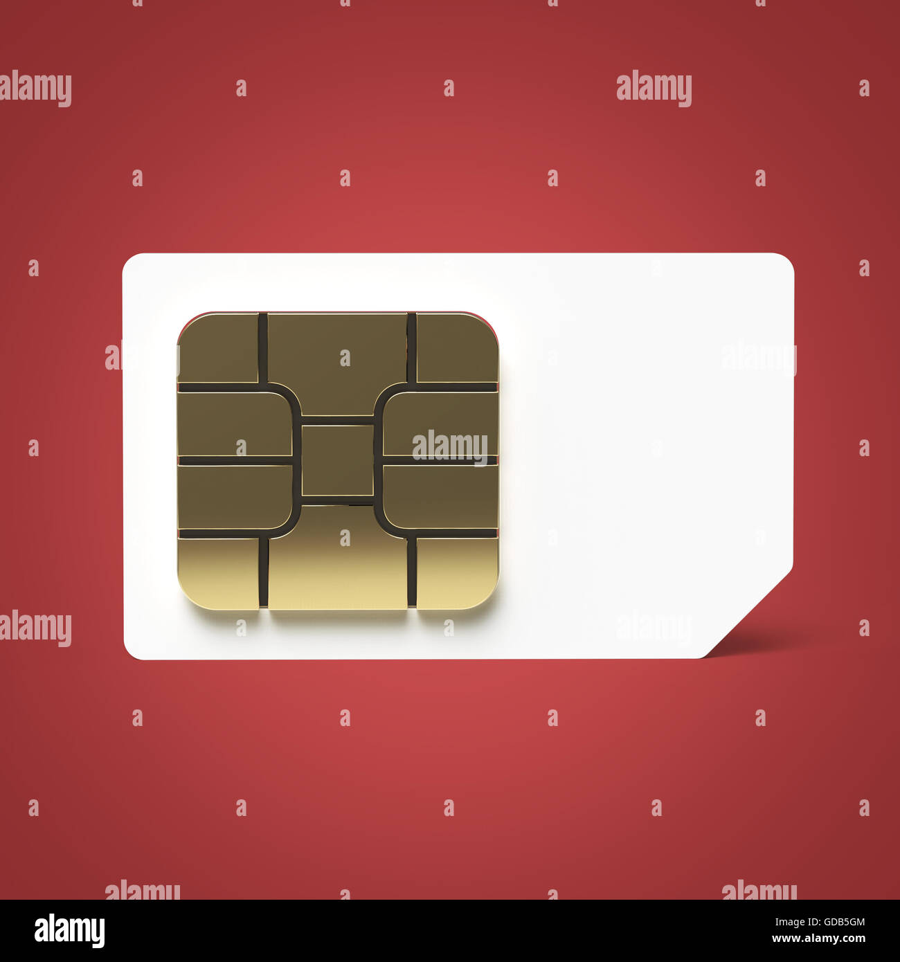 SIM card concept golden microchip isolated on color background render ...