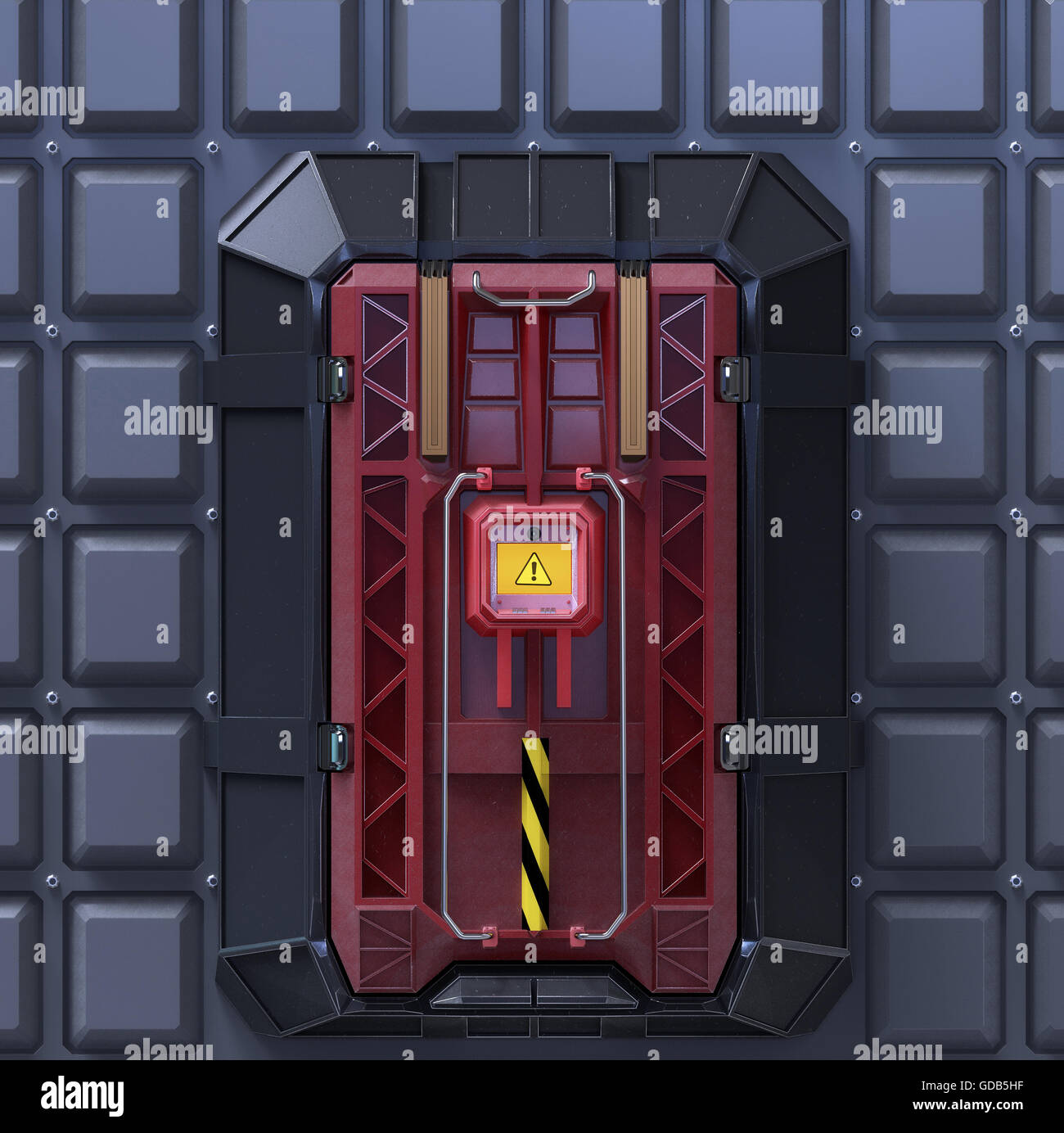 Science fiction interior very secure reinforced vault gate with ...