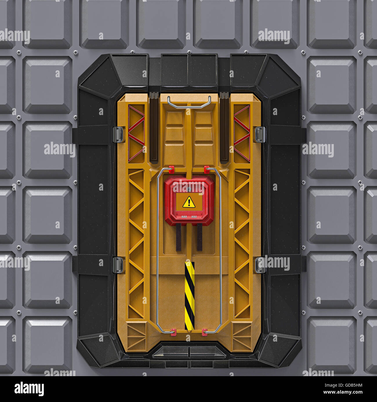 Science fiction interior very secure reinforced vault gate with ...