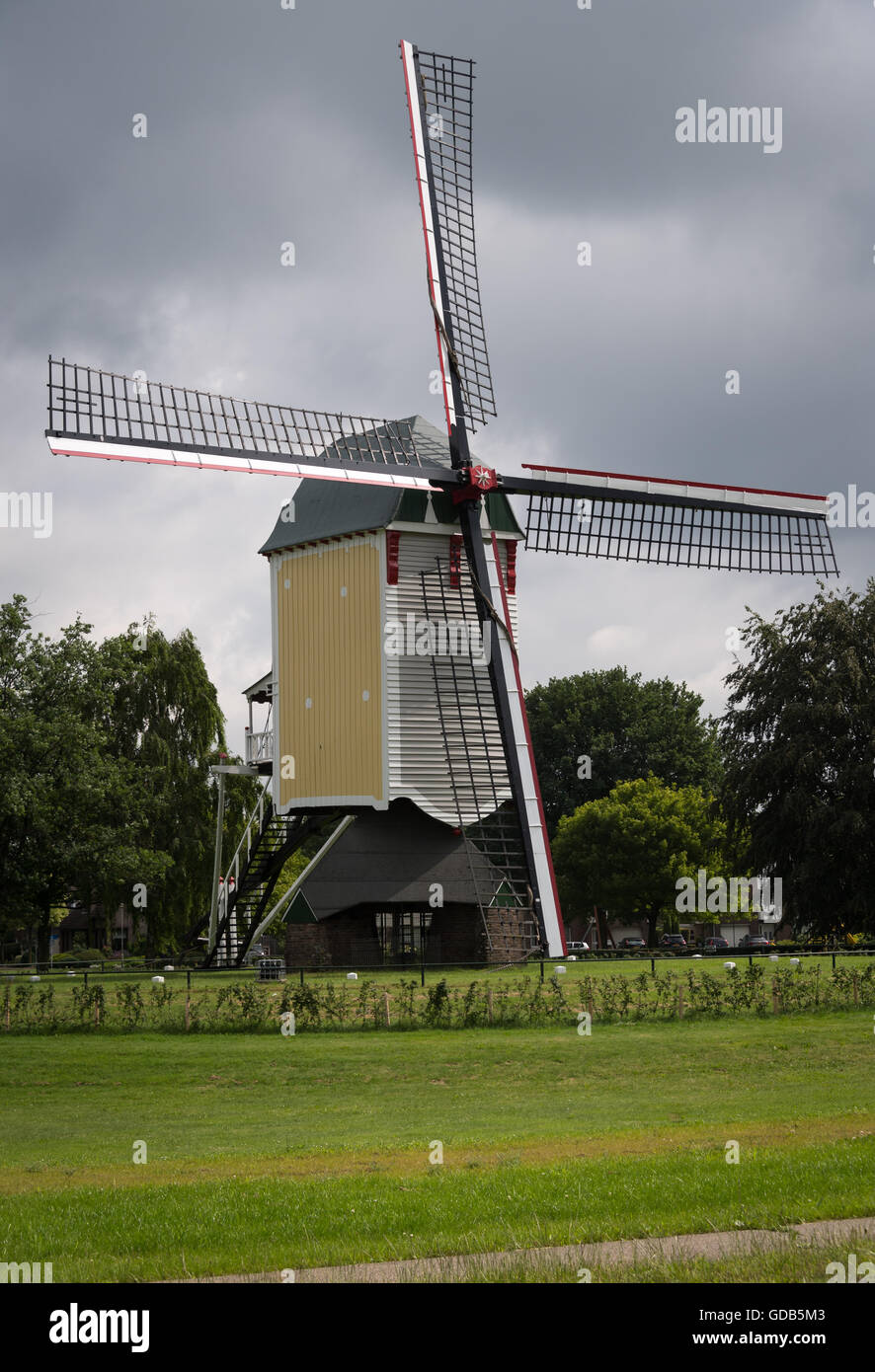 The colours and sails of Aurora windmill, near Roermond, Limburg ...