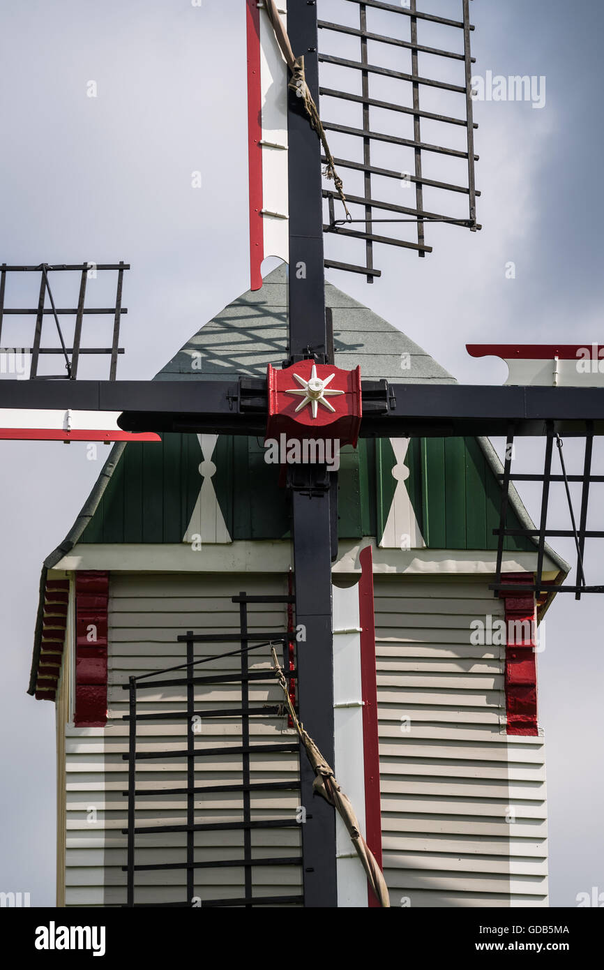 The colours and sails of Aurora windmill, near Roermond, Limburg ...