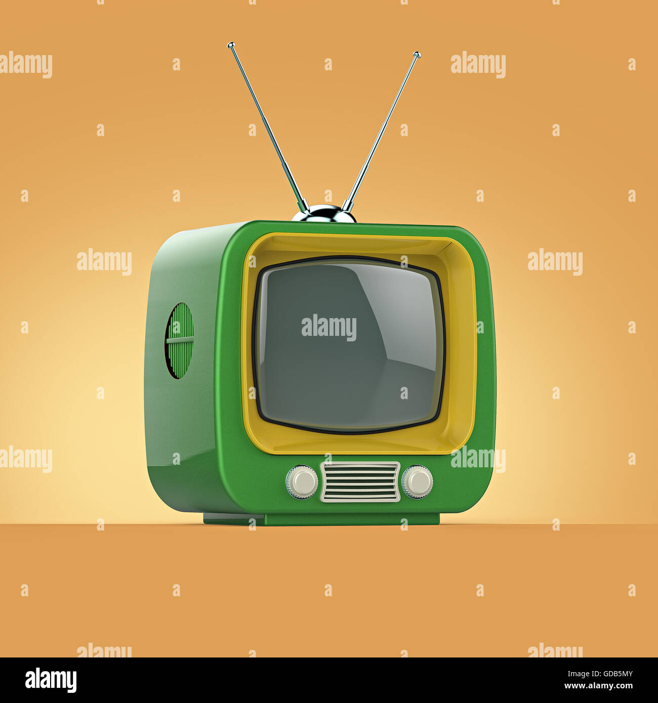 Classic Design Retro TV with bright color plastic shell and blank ...