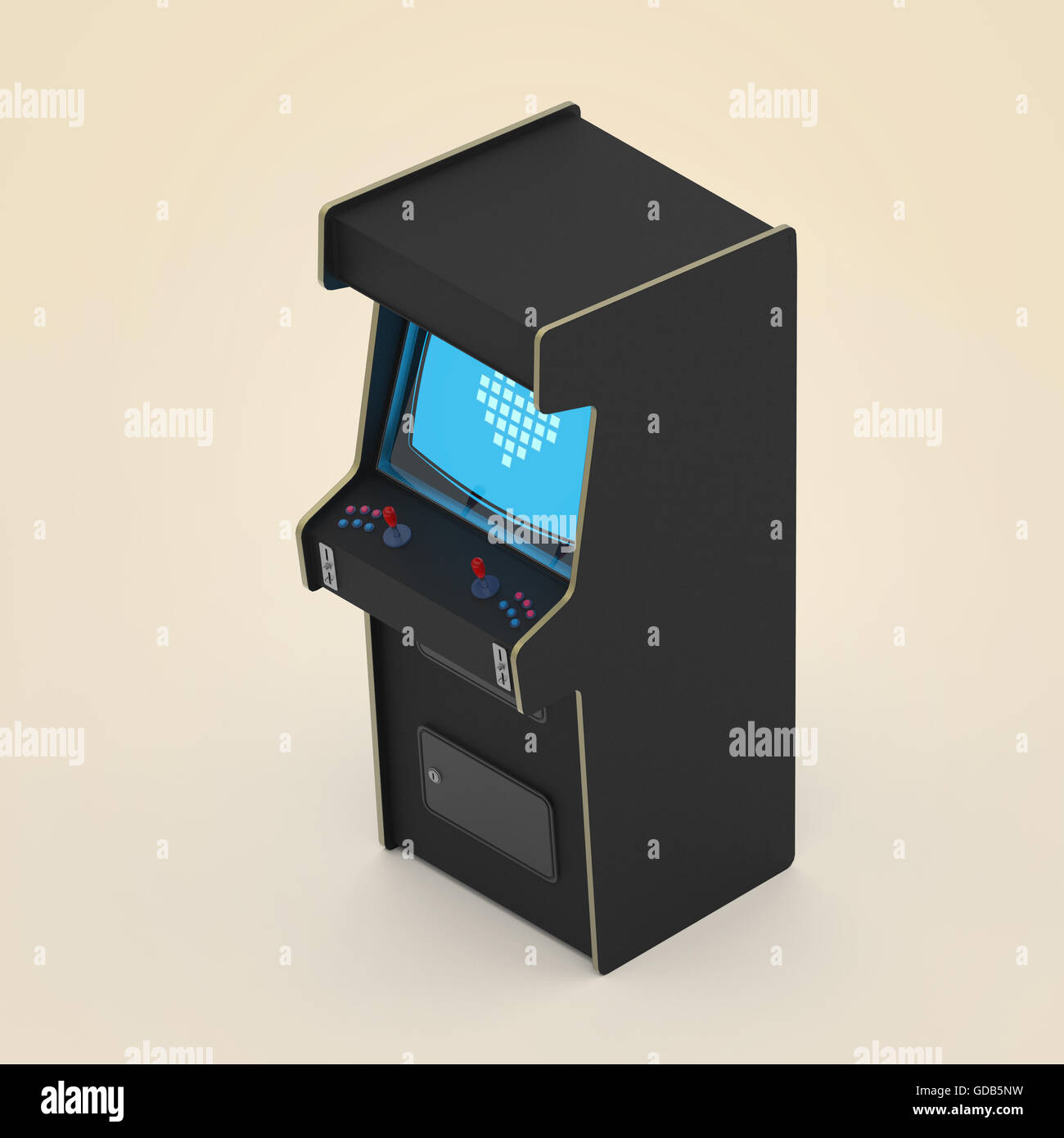 vintage arcade game machine cabinet with pixel heart icon colorful ...
