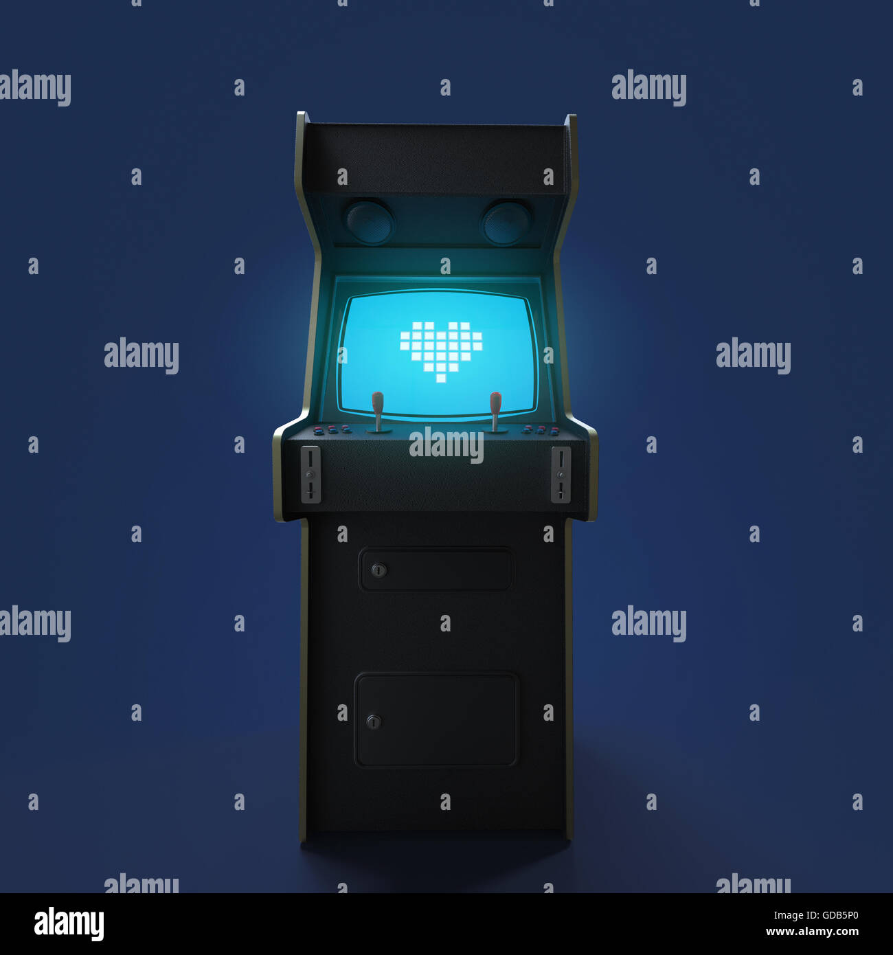 vintage arcade game machine cabinet with pixel heart icon colorful ...