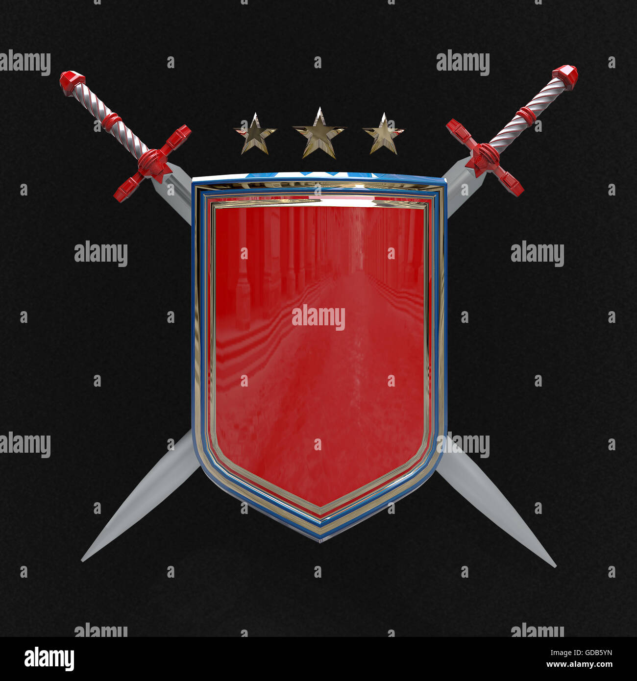 Shield two swords 3d hi-res stock photography and images - Alamy