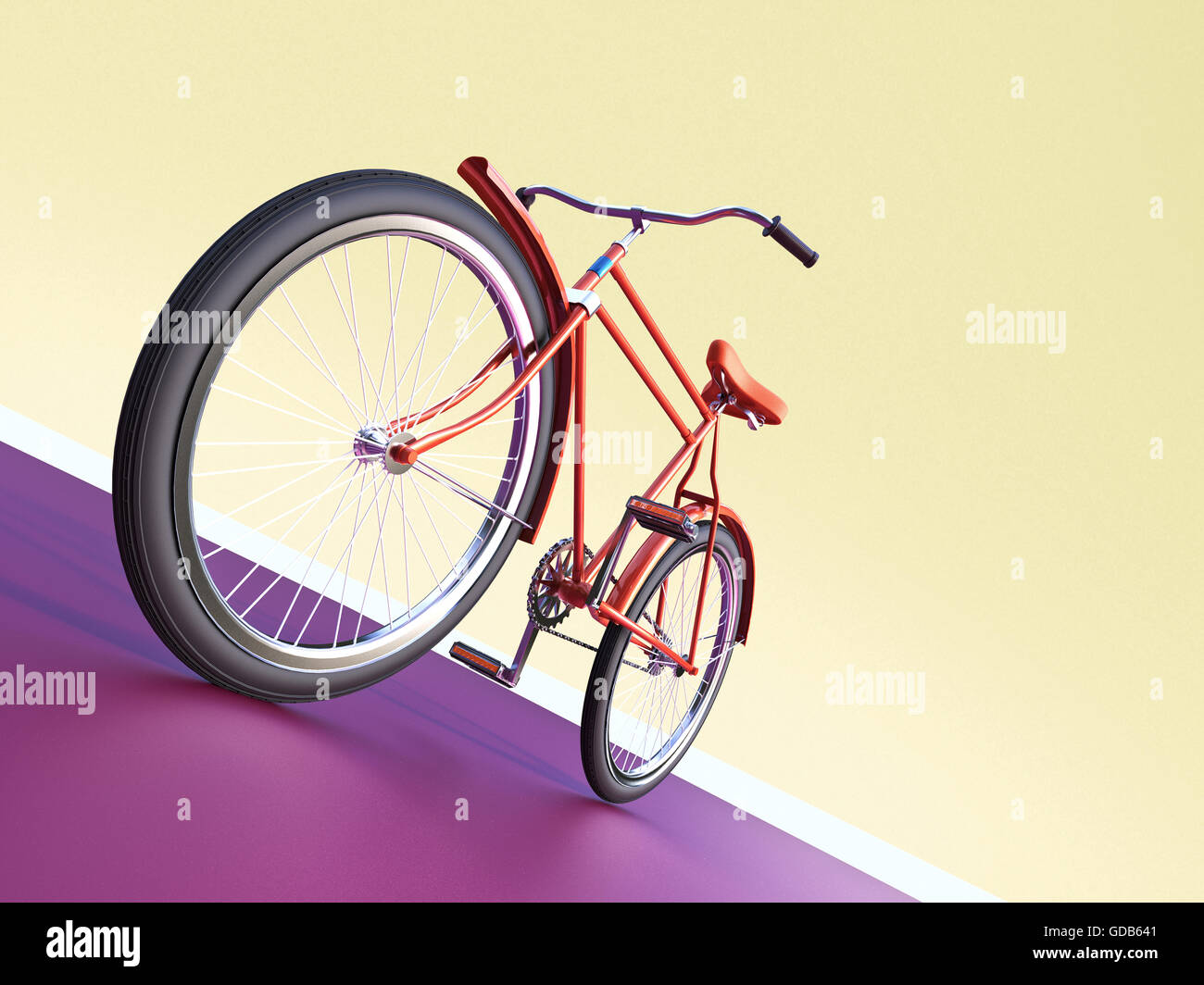 Bicycle concept poster design, retro bike render, isolated on color ...