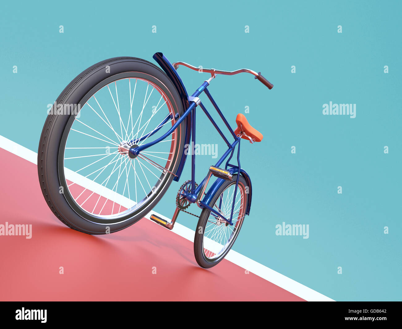 Bicycle concept poster design, retro bike render, isolated on color ...