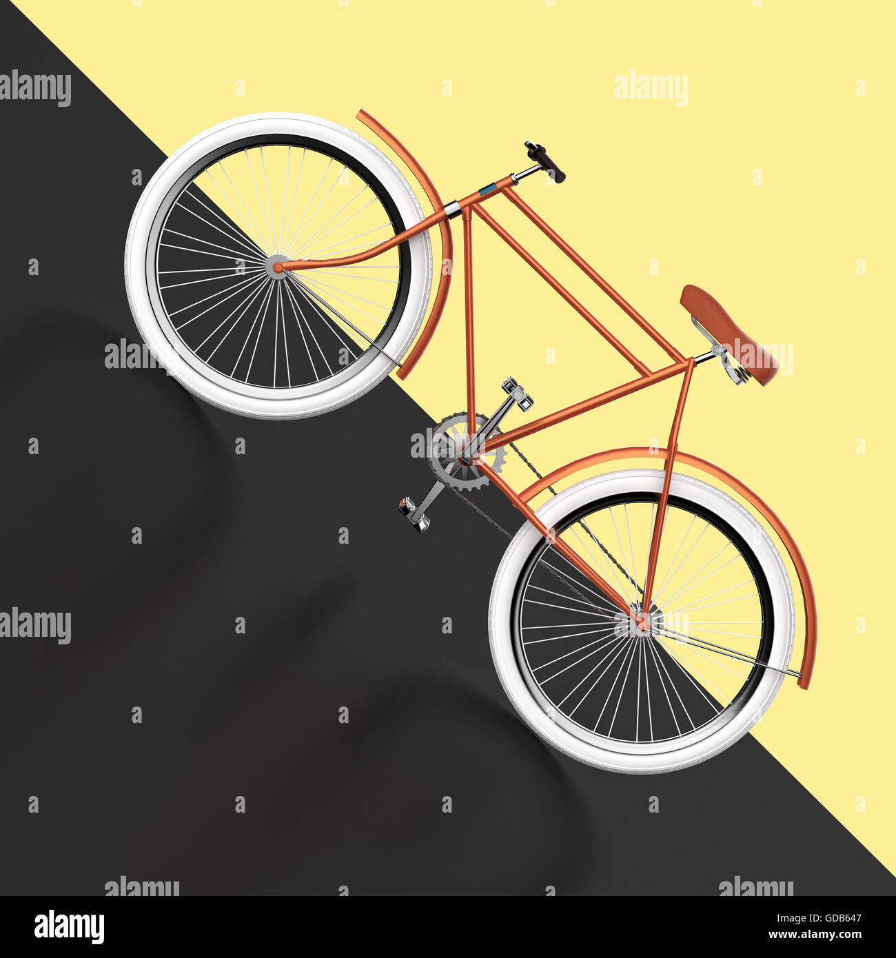Bicycle concept poster design, retro bike render, isolated on color ...