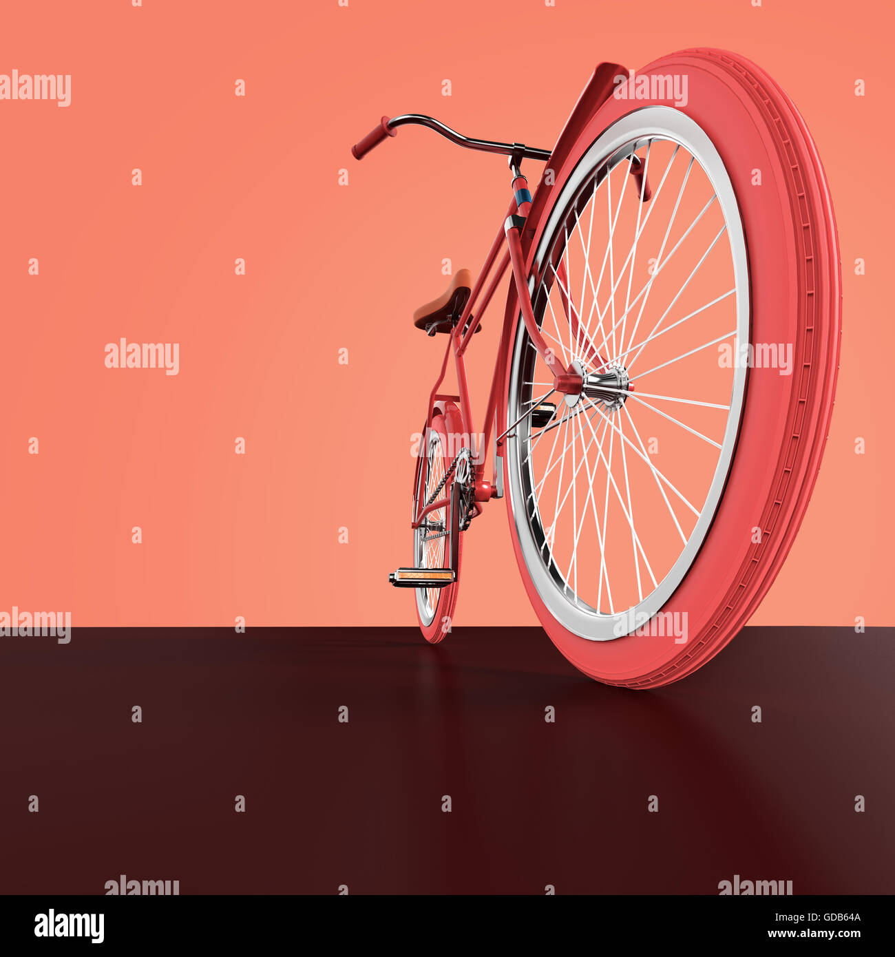 Bicycle concept poster design, retro bike render, isolated on color ...