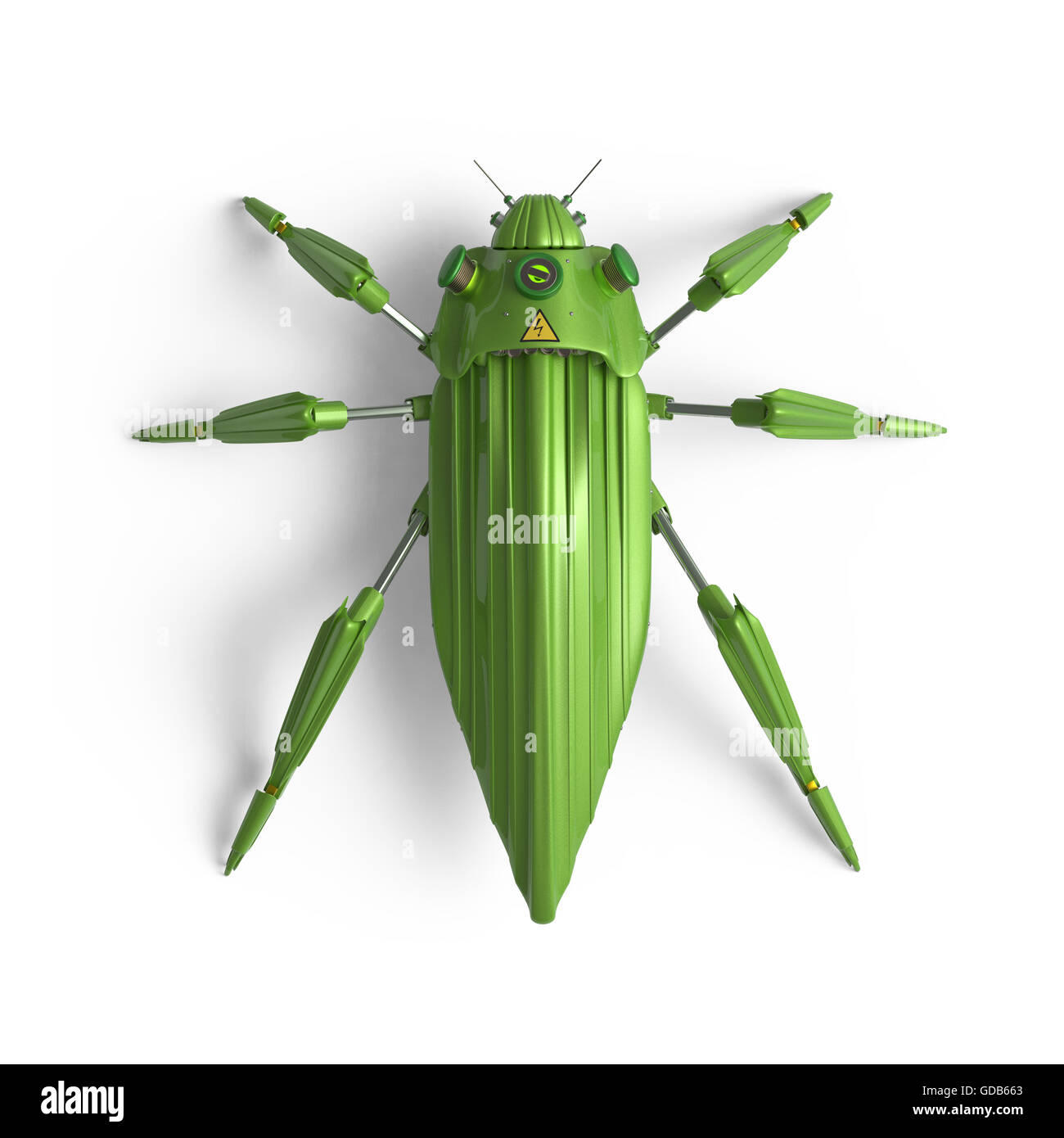 top view of artificial, streamline, art deco style, beetle insect robot ...