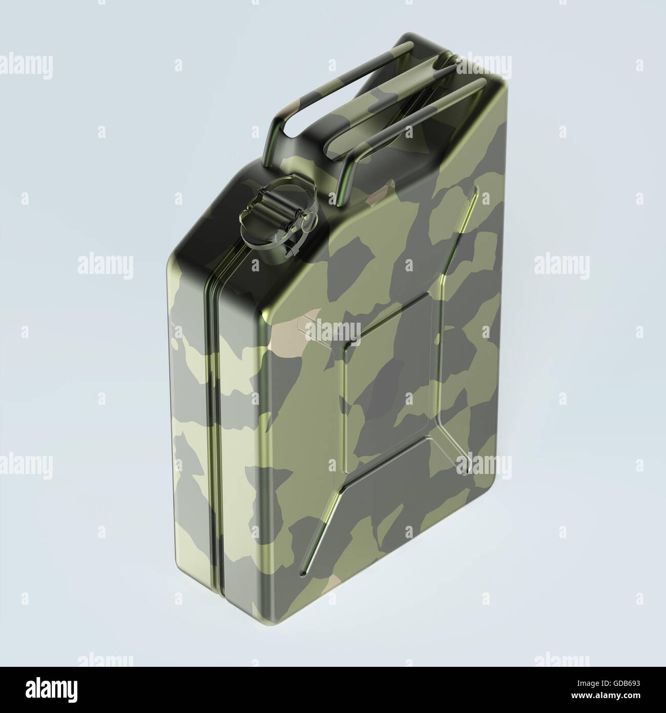 military camouflage metal jerry can fuel canister render isolated Stock ...