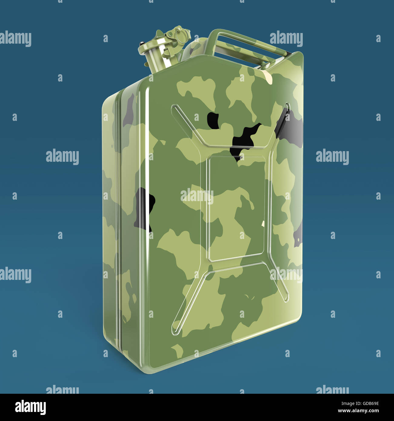 military camouflage metal jerry can fuel canister render isolated Stock ...