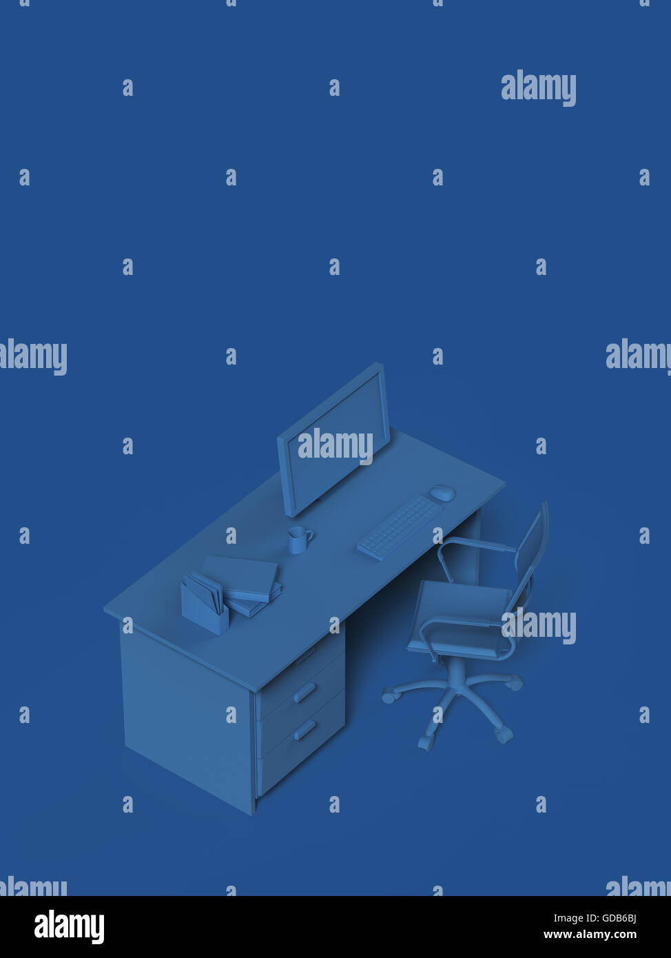 color render of office desk with place for headline and text template ...