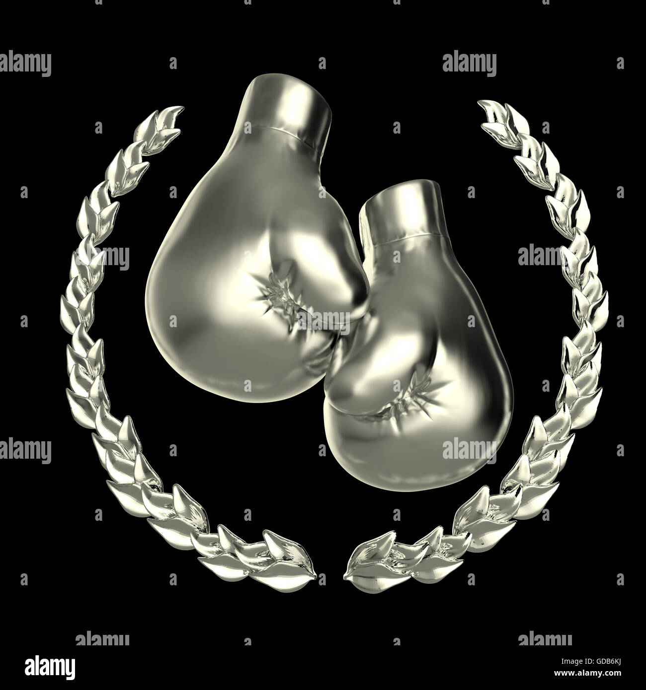 shiny golden boxing gloves surrounded by a laurel wreath isolated on ...