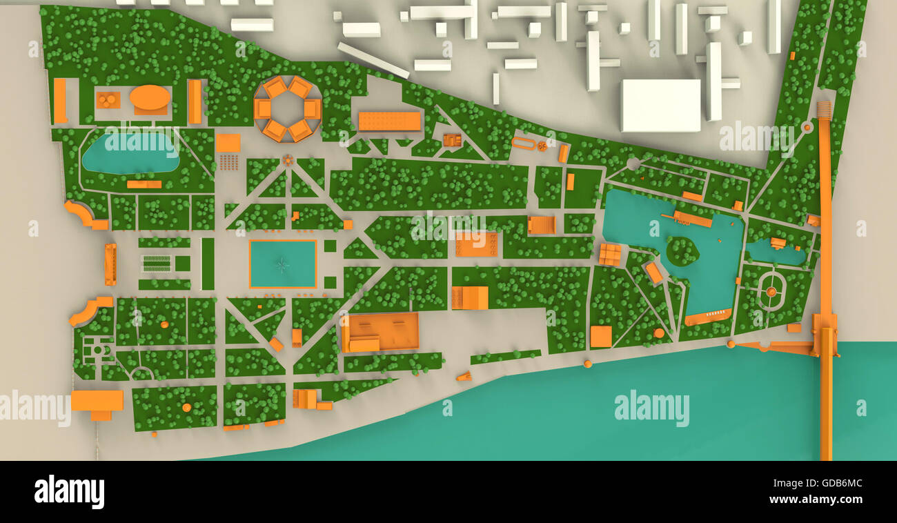 high detailed three dimensions map of Moscow Gorky park and Stock Photo ...