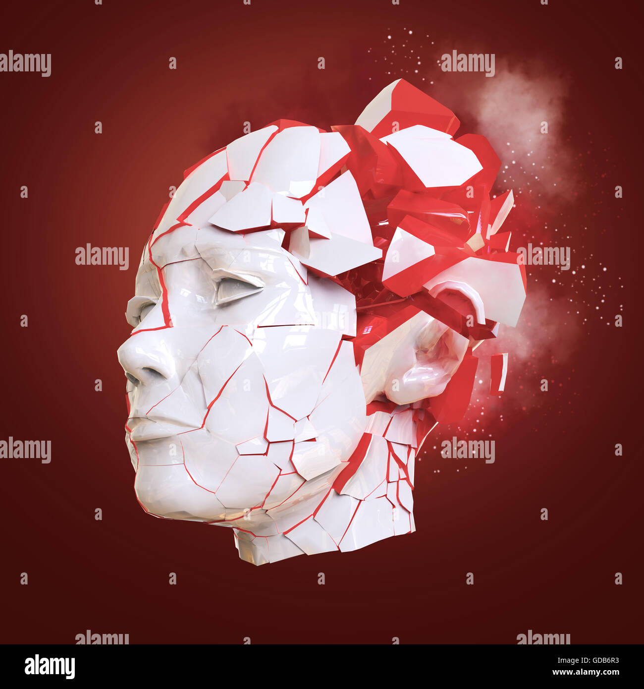 Glossy woman head exploding shuttered - Headache, mental problems ...