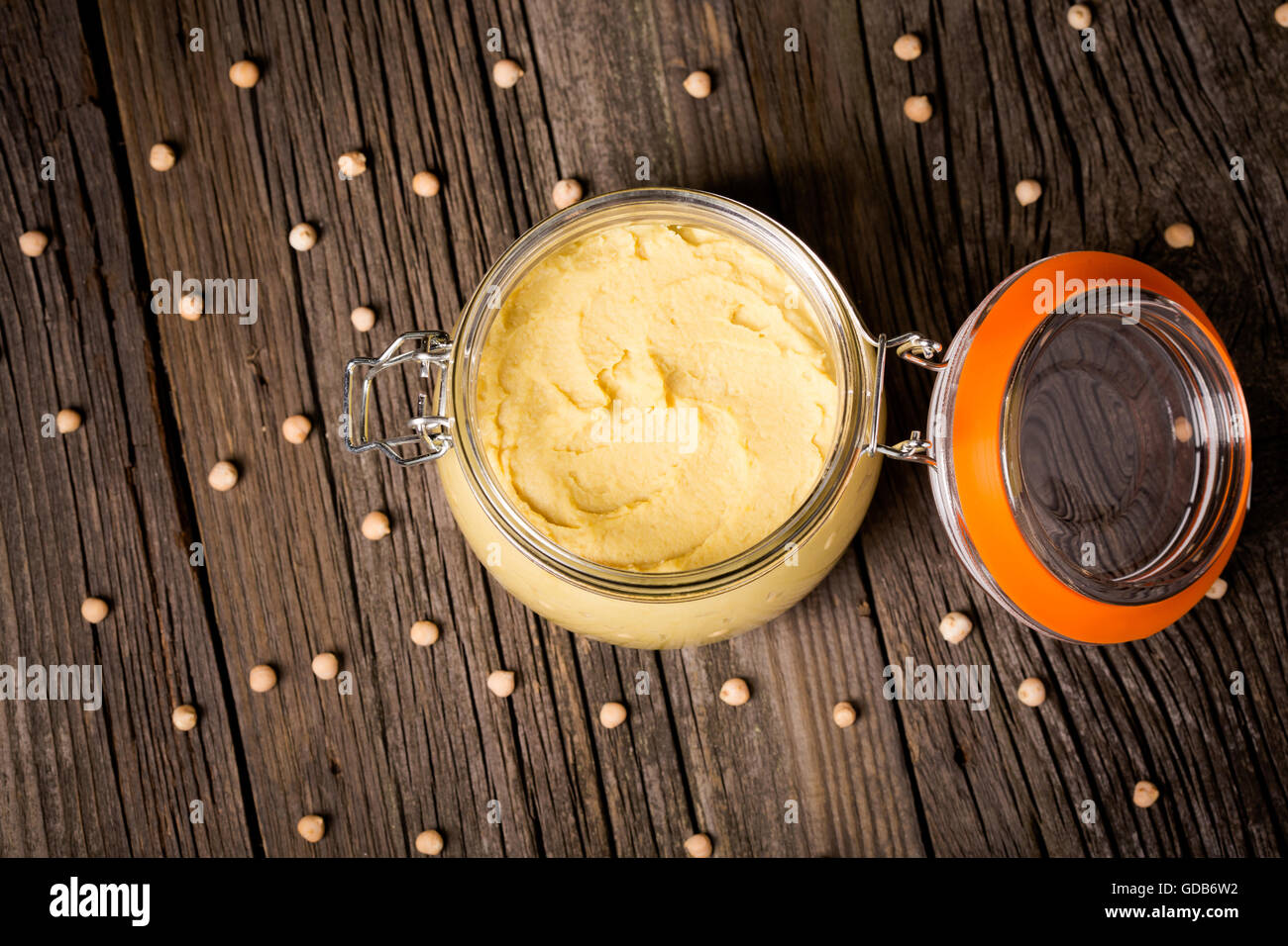 Natural diy homemade healthy hummus Stock Photo - Alamy