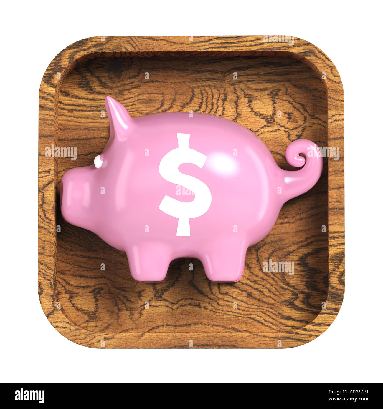 Shiny piggy bank on rounded square background. Application icon Stock ...