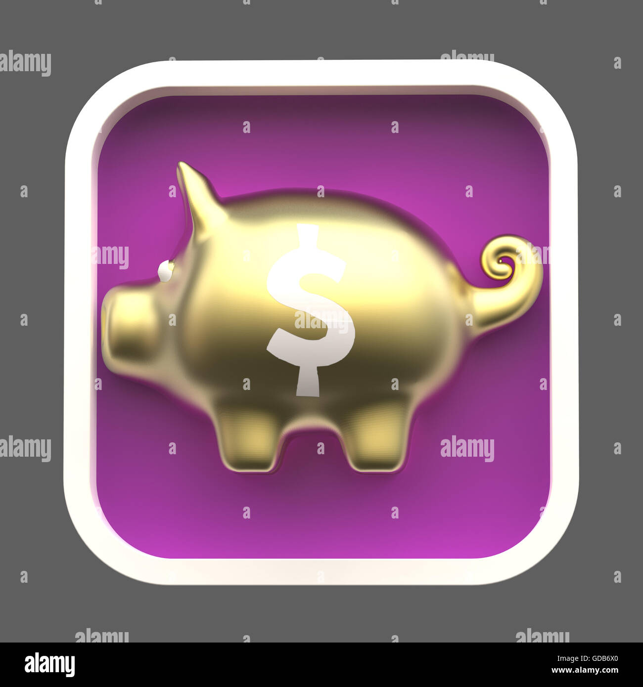Shiny piggy bank on rounded square background. Application icon Stock ...