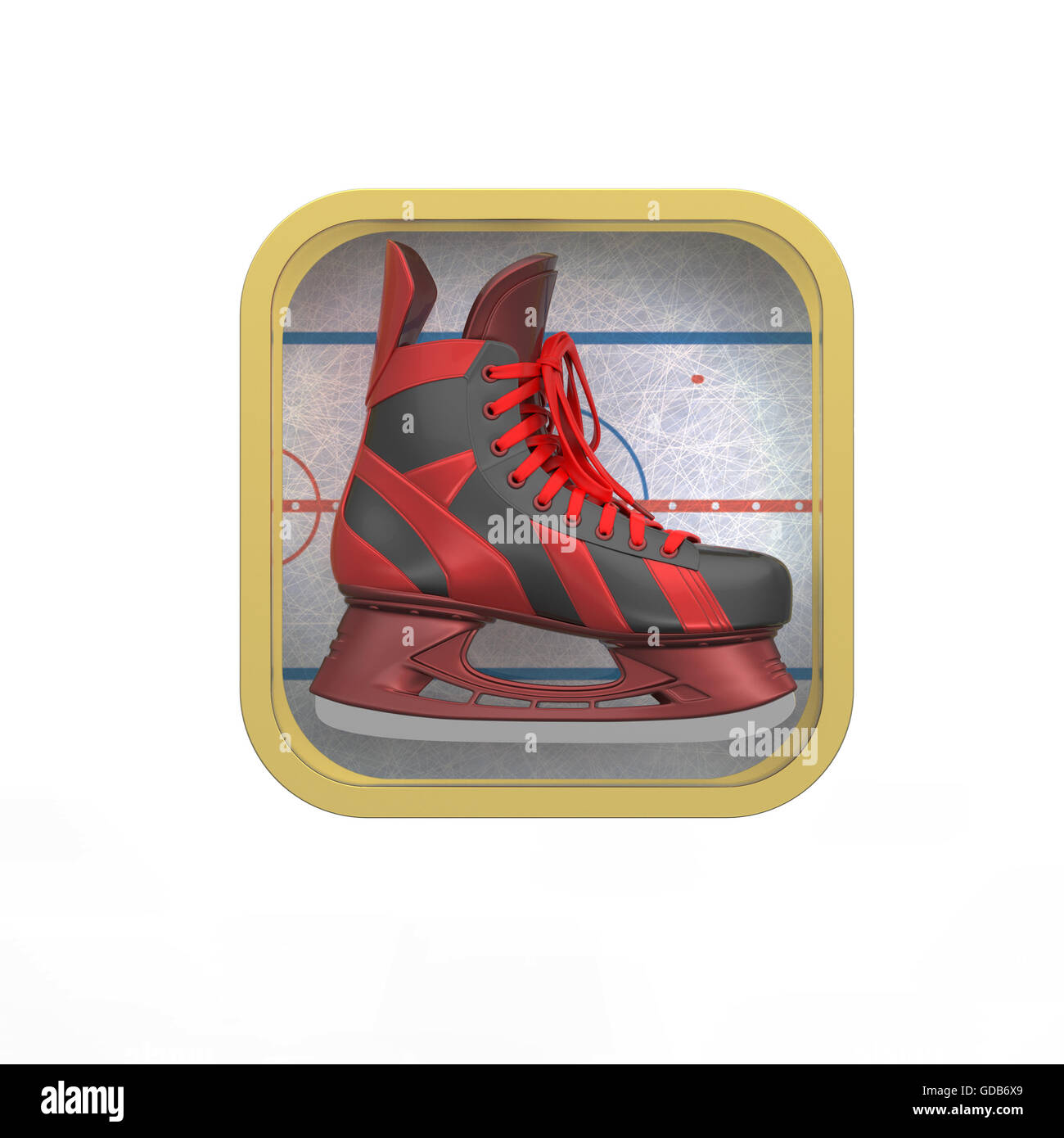 shiny realictic ice skate on stylized skating rink rounded square ...