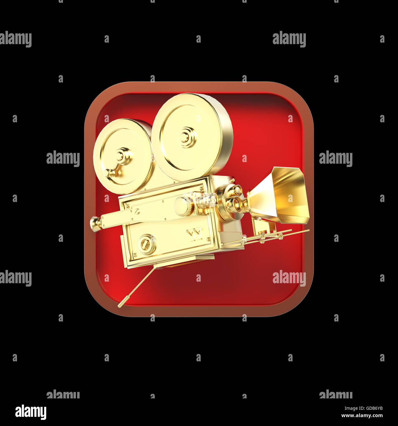 high detailed vintage movie camera on rounded square background Stock ...