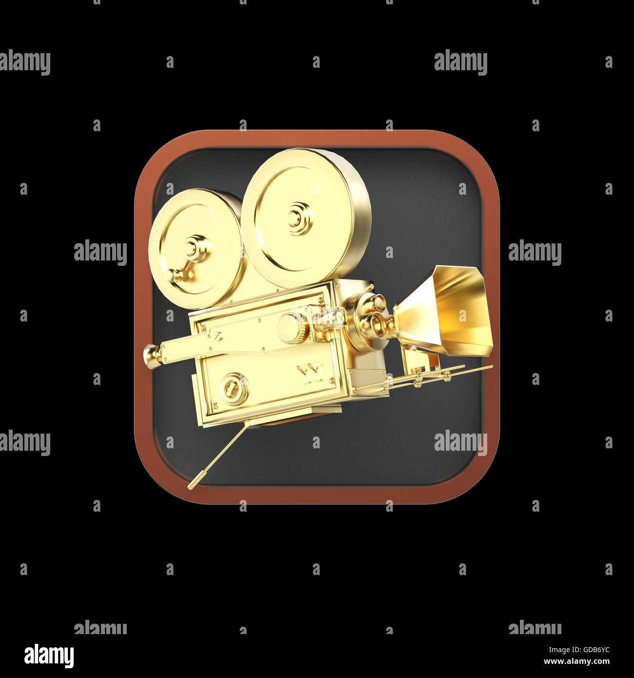 high detailed vintage movie camera on rounded square background Stock ...