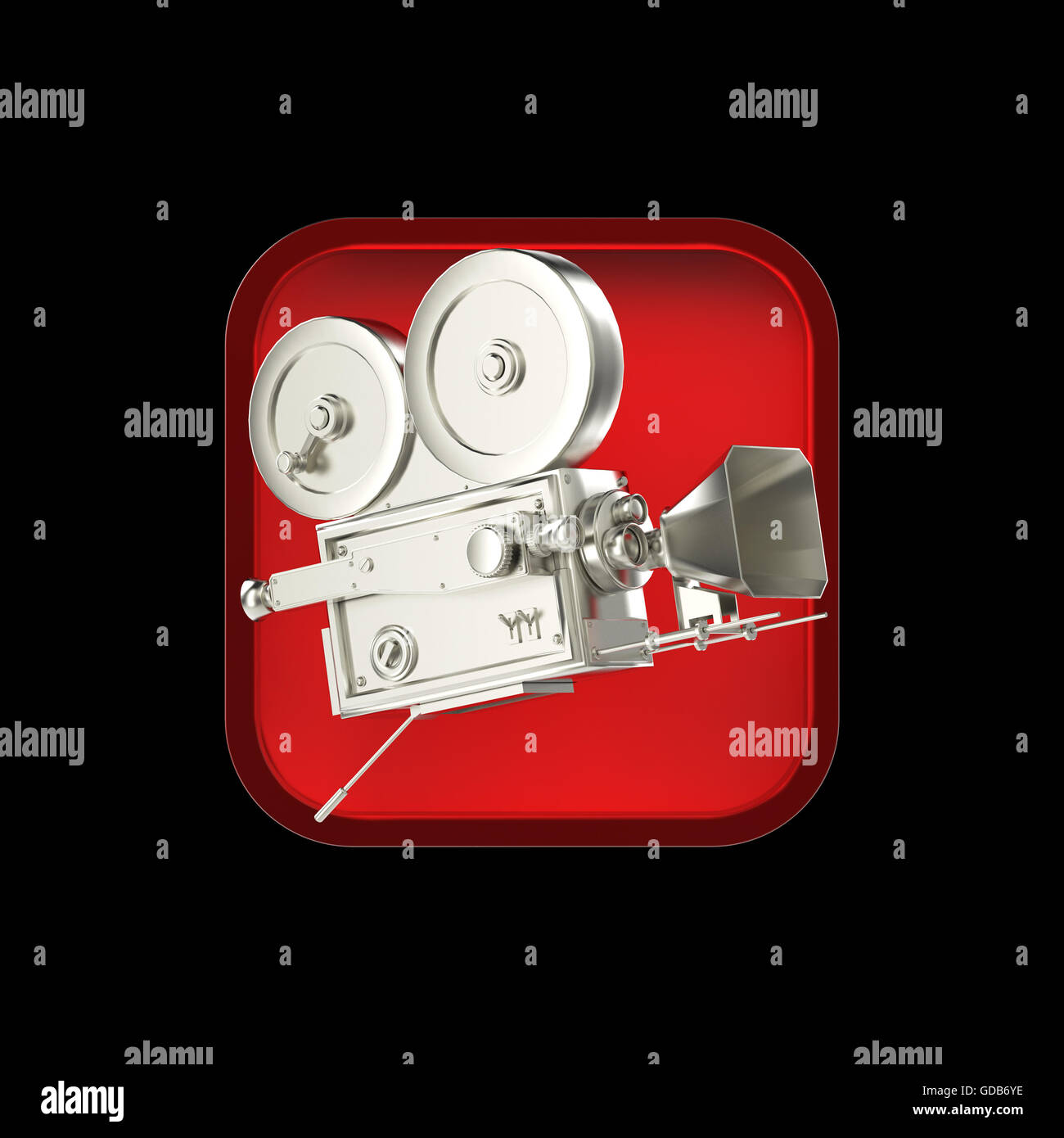 high detailed vintage movie camera on rounded square background Stock ...