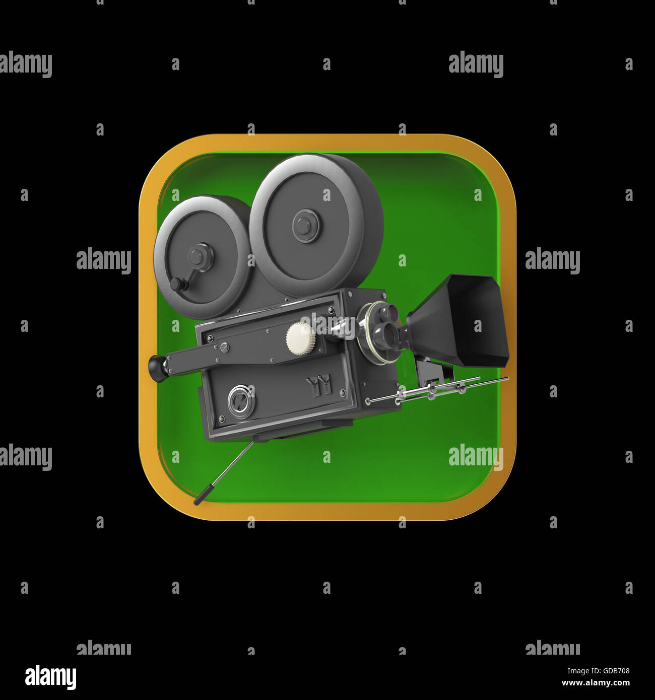 high detailed vintage movie camera on rounded square background Stock ...